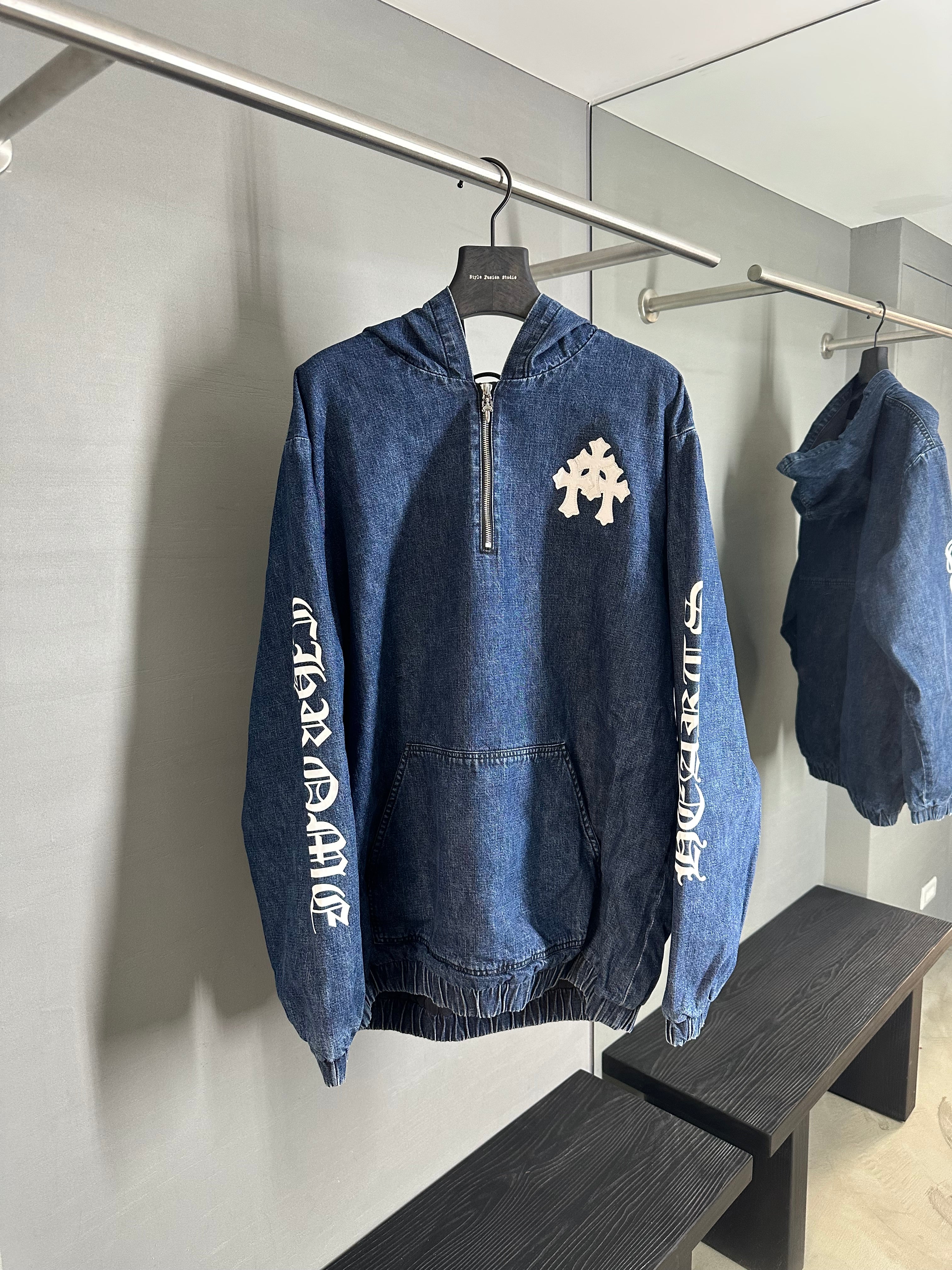 Chrome Hearts Ruckus Hooded Denim Cross Patch Jacket – Style Fusion Studio